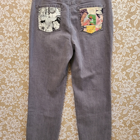Gloria Vanderbilt | Jeans | Upcycled Sewing Comic Patchwork Denim Jeans ...